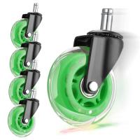 China Fancy Furniture Casters Green 5 A Set PU Material Office Chair Caster Wheels for sale