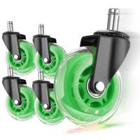 China Fancy Furniture Casters Green 5 A Set PU Material Office Chair Caster Wheels for sale