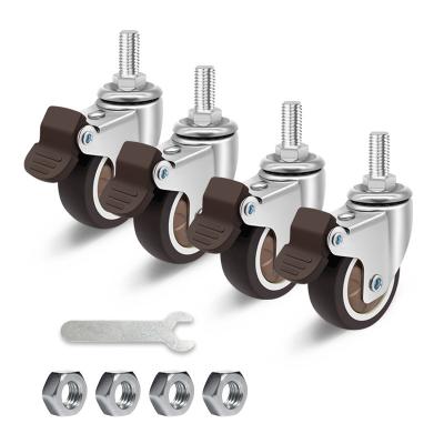 China Set Of 4 High Quality Pressed Steel Chrome Plated Ball Bearing Tpr Threaded Stem Furniture Caster Wheel for sale