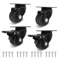 China Set Of 4 High Quality Low Center Of Gravity Black Nylon Swivel Caster Wheels With Brake for sale