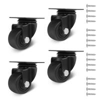 China Set Of 4 High Quality Low Center Of Gravity Black Nylon Swivel Caster Wheels With Brake for sale