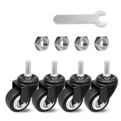 China Set Of 4 Black Double Ball Bearing Industrial Swivel Caster Threaded Stem PVC Caster for sale