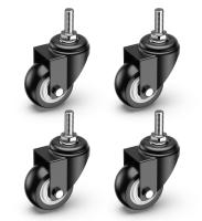China Set Of 4 Black Double Ball Bearing Industrial Swivel Caster Threaded Stem PVC Caster for sale