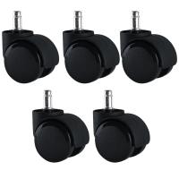 China Set Of 5 Office Chair Wheel 2 Inch Plastic Black Furniture Casters With Brake for sale