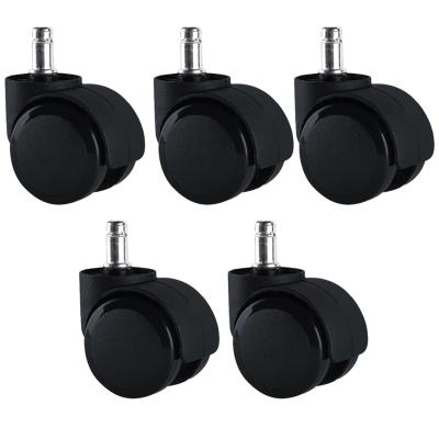 China Set Of 5 Office Chair Wheel 2 Inch Plastic Black Furniture Casters With Brake for sale