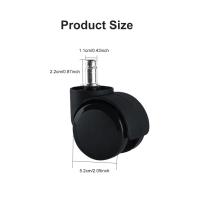 China Set Of 5 Office Chair Wheel 2 Inch Plastic Black Furniture Casters With Brake for sale
