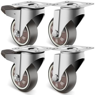 China Manufacturer Direct Supply Guangdong Furniture Casters 4 Piece Set Tpr Castor Wheel Double Top Plate Swivel Caster for sale