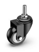 China 4 Piece Set Industrial Swivel Caster  PVC Double Ball Bearing Threaded Stem Caster  With Brake for sale