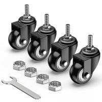 China 4 Piece Set Industrial Swivel Caster  PVC Double Ball Bearing Threaded Stem Caster  With Brake for sale