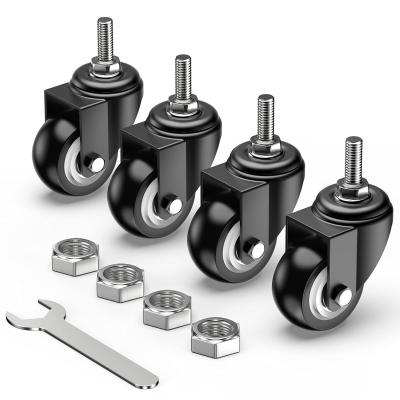 China 4 Piece Set Industrial Swivel Caster  PVC Double Ball Bearing Threaded Stem Caster  With Brake for sale