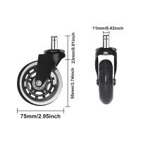 China Amazon Hot Sales 5 A Set Black Pu Chaire Casters Wheels Soft Transparent Caster for sale