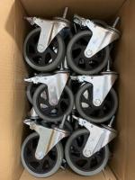China High Quality 4 Inch Black PVC Casters Double Ball Bearing Threaded Stem Medium Duty Caster for sale