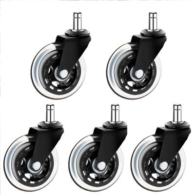 China 3 Inches PU Casters Wheel Swivel Furniture Grip Ring Stem Castors for sale
