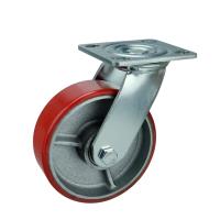 China 837lbs Load Capacity Iron PU Caster Wheel With Zinc Painted Bracket Surface Treatment For Heavy Duty Industrial Machinery for sale