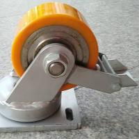 China Smooth Tread Black PU Caster Wheel 194mm Height for Warehouse Material Handling and Transport for sale