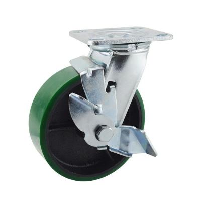 China Load Capacity Up To 837lbs Heavy Duty Casters Offering 144mm Overall Length and Iron Wheel Center for Heavy Load Handling for sale