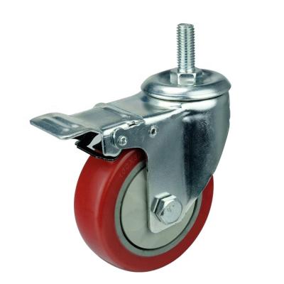 China 4 Inch Wheel Width Medium Duty Casters Including Side Lock Brake Type and Bolt Hole Spacing 2-7/8 X 2-7/8 Inch Designed for Load Handling for sale