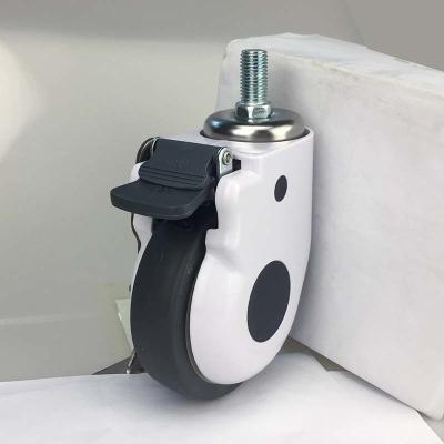 China 100mm Silent Medical Casters Threaded Stem Swivel TPR Hospital Wheels OEM for sale