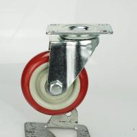 China Double Ball Bearing Medium Duty Casters with 3-1/2 Inch Top Plate Swivel Radius and Side Lock Brake for sale