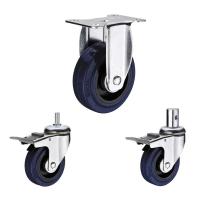 China 90kg Loading 125mm Rubber Swivel Caster Wheels For Warehouse Trolleys for sale