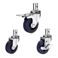 China 90kg Loading 125mm Rubber Swivel Caster Wheels For Warehouse Trolleys for sale