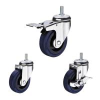 China 90kg Loading 125mm Rubber Swivel Caster Wheels For Warehouse Trolleys for sale