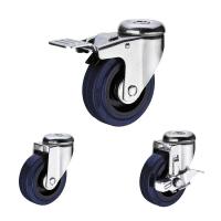 China 90kg Loading 125mm Rubber Swivel Caster Wheels For Warehouse Trolleys for sale