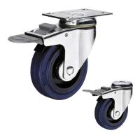 China 90kg Loading 125mm Rubber Swivel Caster Wheels For Warehouse Trolleys for sale