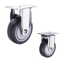 China 4 Inch Floor - Friendly Grey Wheels Medium Duty Industrial Polyurethane Swivel Locking Casters Wholesales for sale