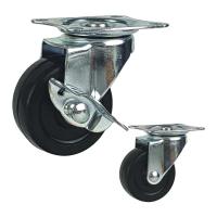 China 40kg Loading 2.5inch Rubber Light Duty Casters With Side Brake for sale
