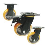 China PU 8 Inch Swivel Caster Wheels , 380kg Capacity Orange Caster Wheels for sale