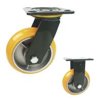 China PU 8 Inch Swivel Caster Wheels , 380kg Capacity Orange Caster Wheels for sale