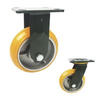 China PU 8 Inch Swivel Caster Wheels , 380kg Capacity Orange Caster Wheels for sale