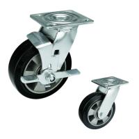China 125mm 550lbs Capacity Heavy Duty Casters Rubber Double Brake Wholesale for sale