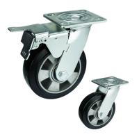 China 125mm 550lbs Capacity Heavy Duty Casters Rubber Double Brake Wholesale for sale
