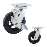 China Rubber 150mm 510lbs Loading Heavy Duty Casters With Side Brake for sale