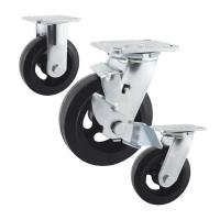 China Rubber 150mm 510lbs Loading Heavy Duty Casters With Side Brake for sale