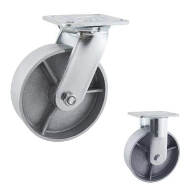 China Cast Iron 8inch Side Mount Caster Wheels With Plate Swivel for sale