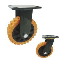 China Orange Pu 150x50mm Heavy Duty Casters With Double Ball Bearing for sale