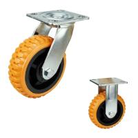China 6 Inch PVC Hollow Core Swivel Heavy Duty Casters Orange Color Wheels for sale