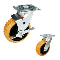 China 6 Inch PVC Hollow Core Swivel Heavy Duty Casters Orange Color Wheels for sale