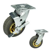 China 150mm Elastic Rubber Heavy Duty Casters With 462lbs Loading Swivel Plate for sale