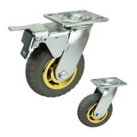 China 150mm Elastic Rubber Heavy Duty Casters With 462lbs Loading Swivel Plate for sale