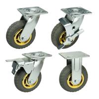 China 150mm Elastic Rubber Heavy Duty Casters With 462lbs Loading Swivel Plate for sale