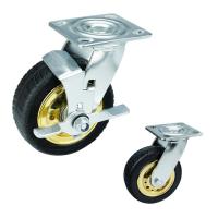 China Elastic Rubber 6 Inch Locking Swivel Casters , ISO9001 Hard Rubber Caster Wheels for sale