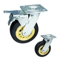 China Elastic Rubber 6 Inch Locking Swivel Casters , ISO9001 Hard Rubber Caster Wheels for sale