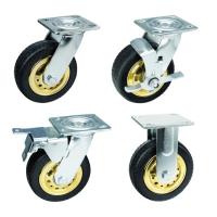 China Elastic Rubber 6 Inch Locking Swivel Casters , ISO9001 Hard Rubber Caster Wheels for sale