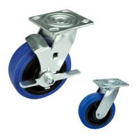 China Blue TPR 6inch Heavy Duty Casters With Flat Tread For Office Buildings for sale
