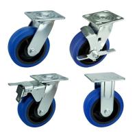 China Blue TPR 6inch Heavy Duty Casters With Flat Tread For Office Buildings for sale