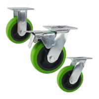 China 150mm Swivel Plate Green Tpr Tread Heavy Duty Casters With Dual Lock for sale